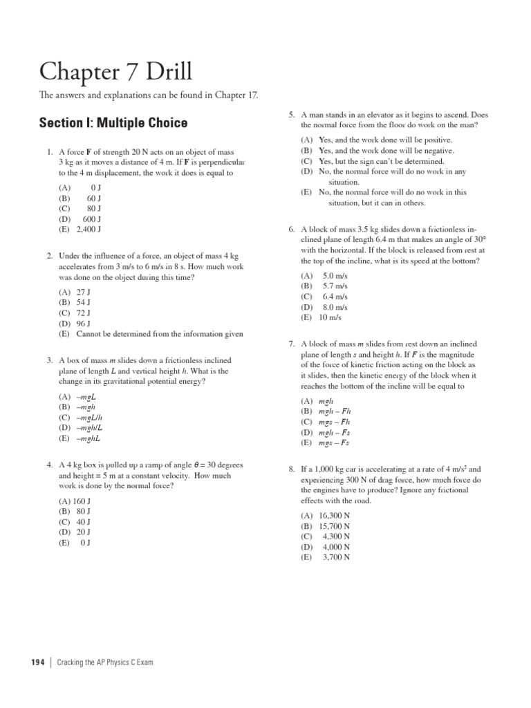 Chapter 7 Drill Work | PDF | Force | Mass