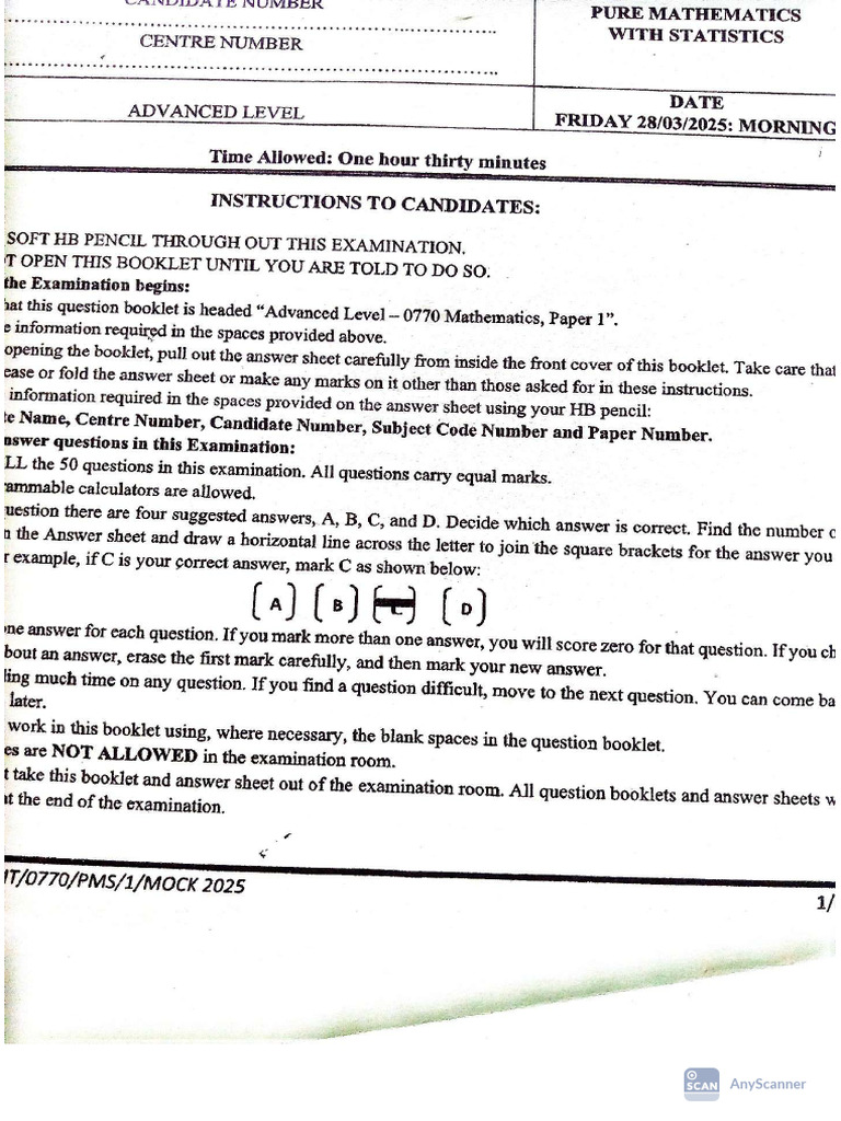PPM Paper 1 SW 2025 | PDF