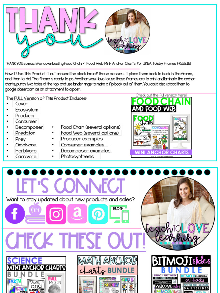 Food Chain / Food Web Mini-Anchor Charts For IKEA Tolsby Frames | PDF ...