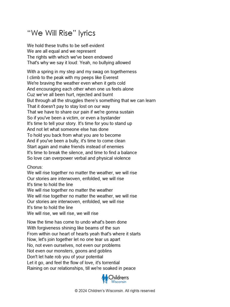 We Will Rise Lyrics | PDF