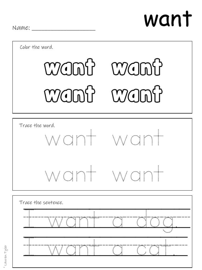 SightWordWantWorksheets 1 | PDF