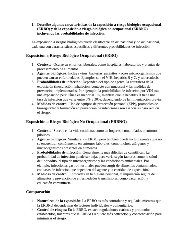 Riesgos Biológicos: ERBO vs ERBNO | PDF | Hepatitis B | Infección