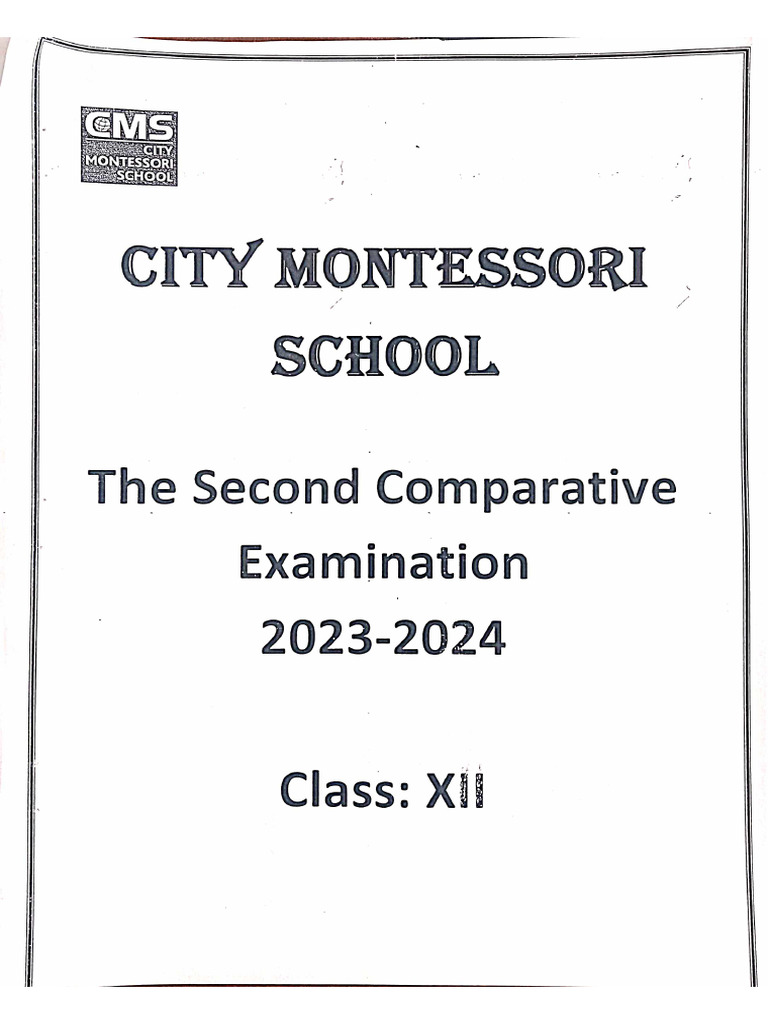 Isc Class Xii - Second Comparative Exam Question Paper 2023 - 24 | PDF