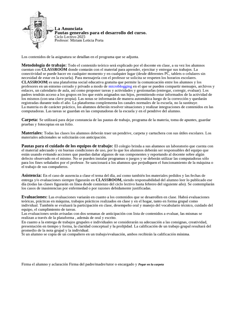 Pautas de Trabajo 2025 | PDF | Escuelas | Aprendizaje