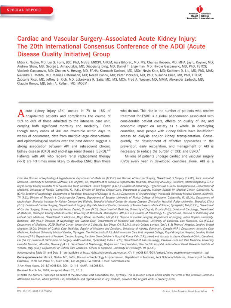 20 ADQI | PDF | Nephrology | Chronic Kidney Disease