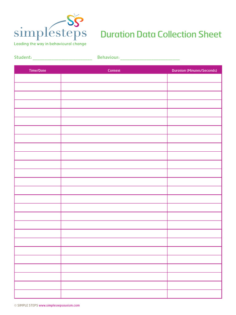 Duration Data Collection Sheet Uk | PDF