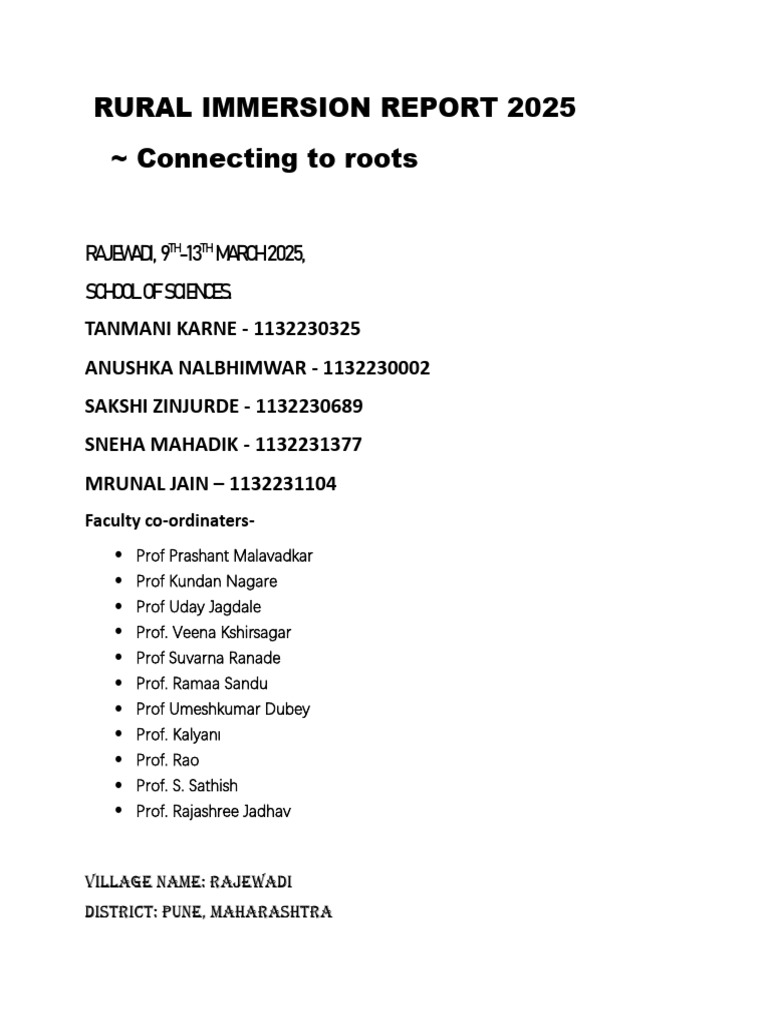 Rural Immersion Report 2025 | PDF | Foods | Agriculture