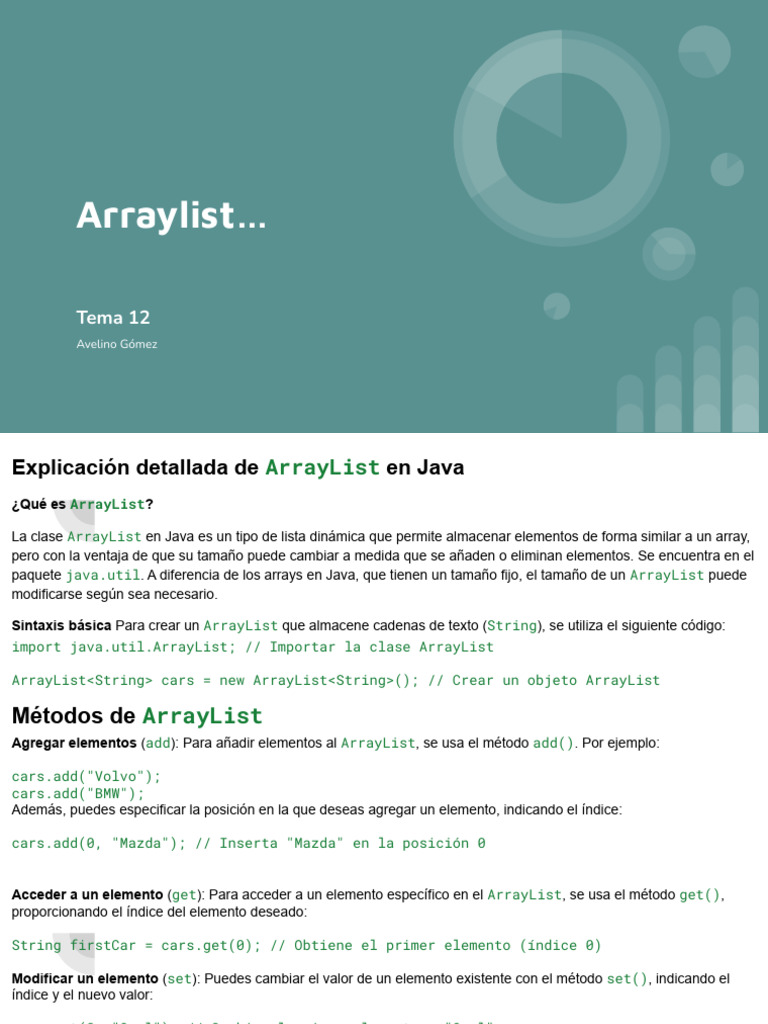 TEMA12 Programacion JAVA Arraylist | PDF | Java (lenguaje de programación) | Programación de ...