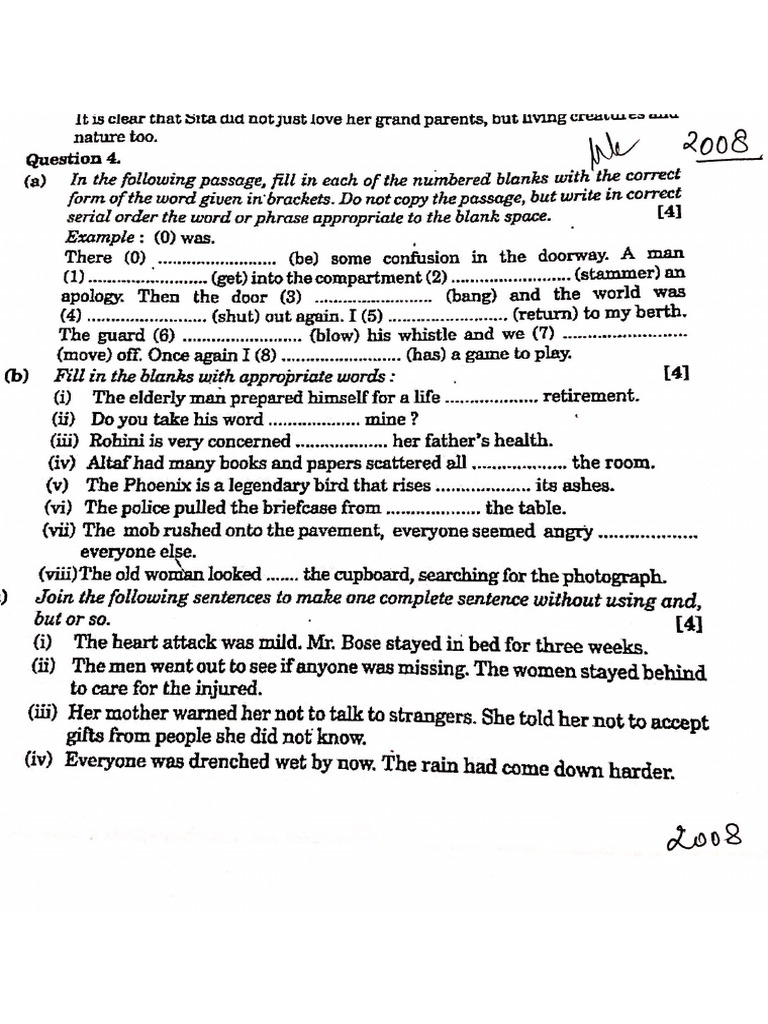 Icse Grammar Board Question Papers - 20231130140553 | PDF