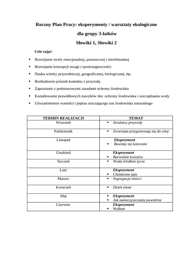 warsztaty eksp-ekol 3-latki | PDF