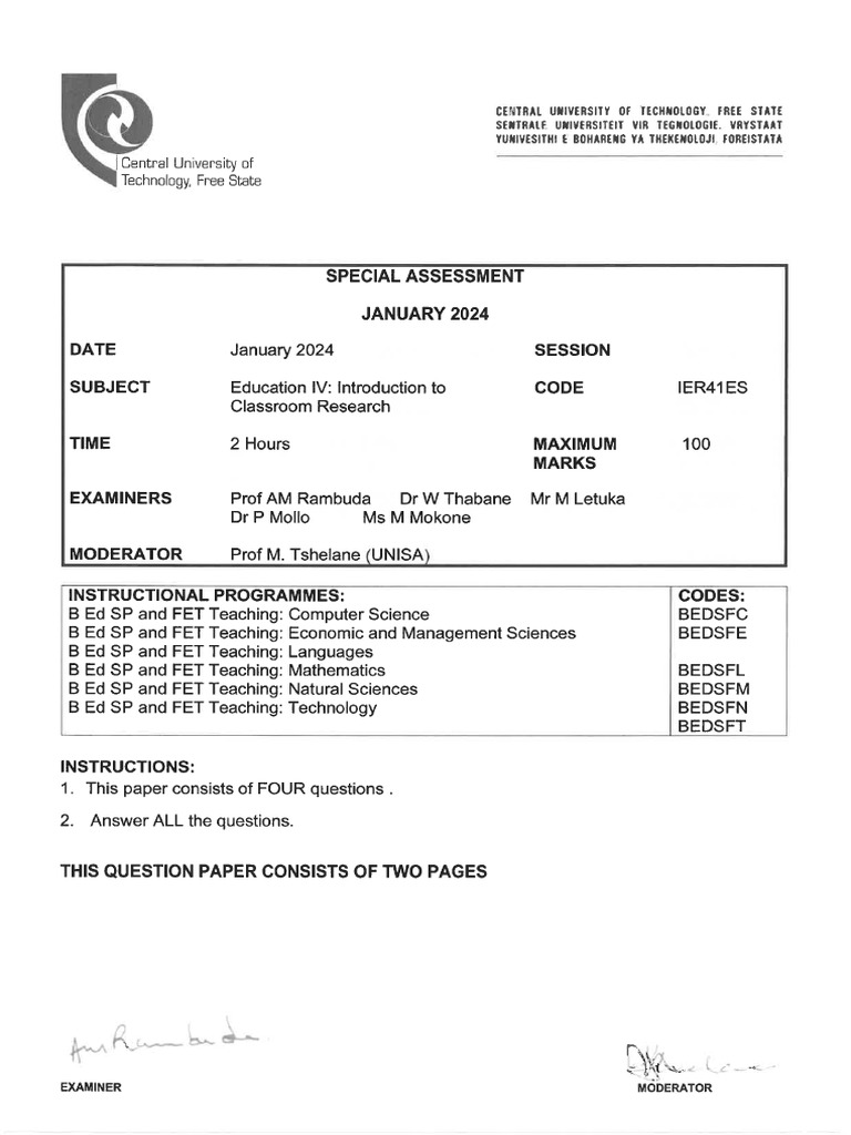 Ier41es Special Examination Question 2024 Pdf