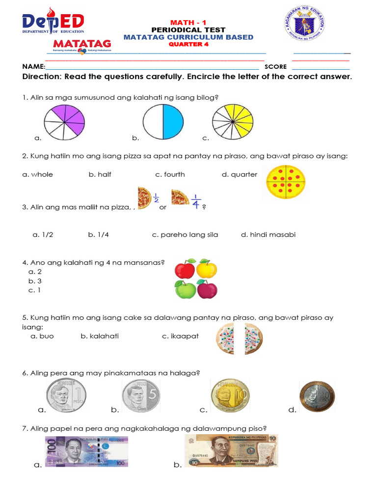 Version 2 - MATH - TAGALOG | PDF