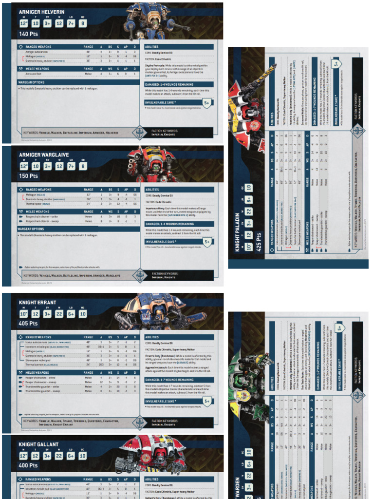 2023.01.30_Imperial Knights Data Cards | PDF