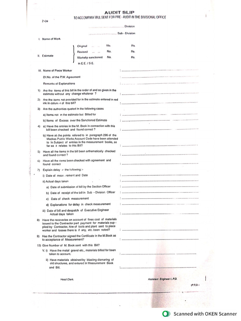 Audit Form | PDF