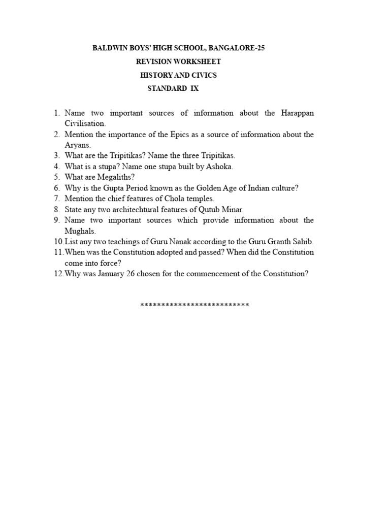 History 9 Rev Worksheet 3 | PDF