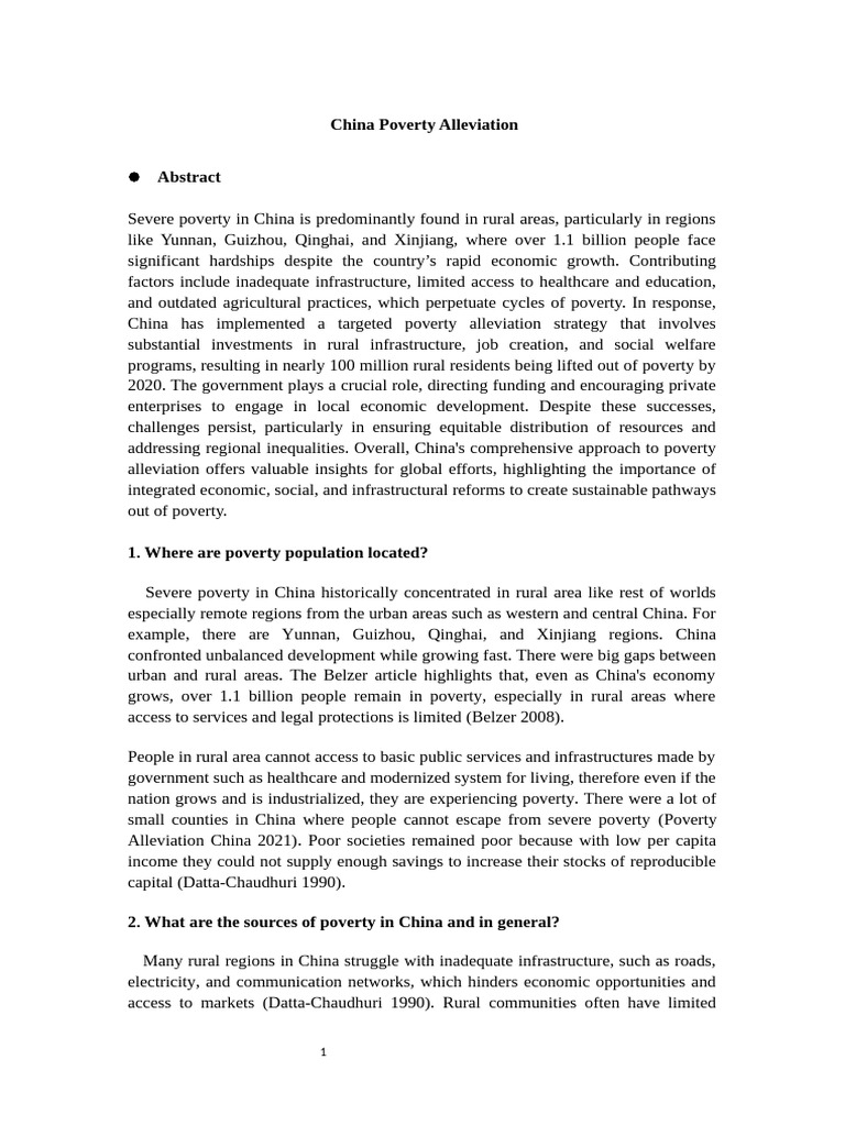 Poverty Alleviation in China - Group 11 | PDF | Poverty | Poverty ...