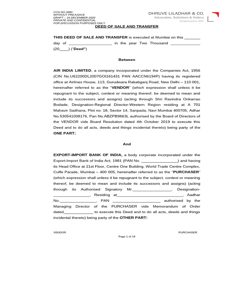 Sale Deed 12 DLCO Clean | PDF | Mortgage Law | Indemnity