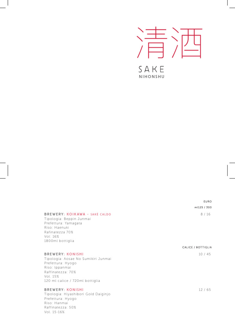 3412 f3 Gong Menu Sake Birre | PDF
