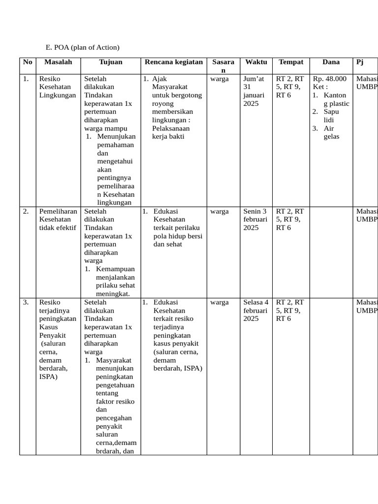 POA (Plan of Action) | PDF