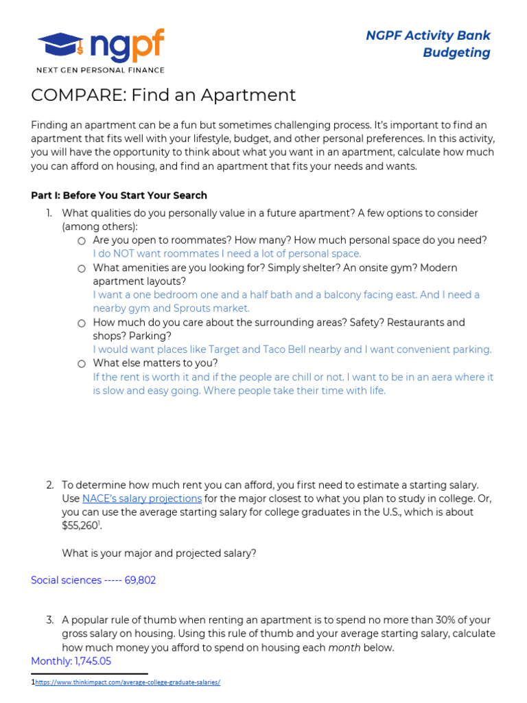 COMPARE - Find An Apartment | PDF