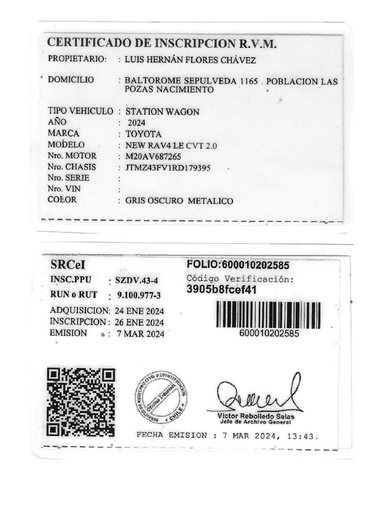 Certificado de Inscripcion | PDF