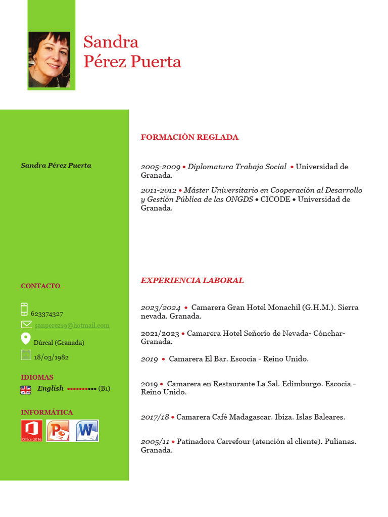 CV - P - P - Sandra - Hostelerìa 2024 | PDF