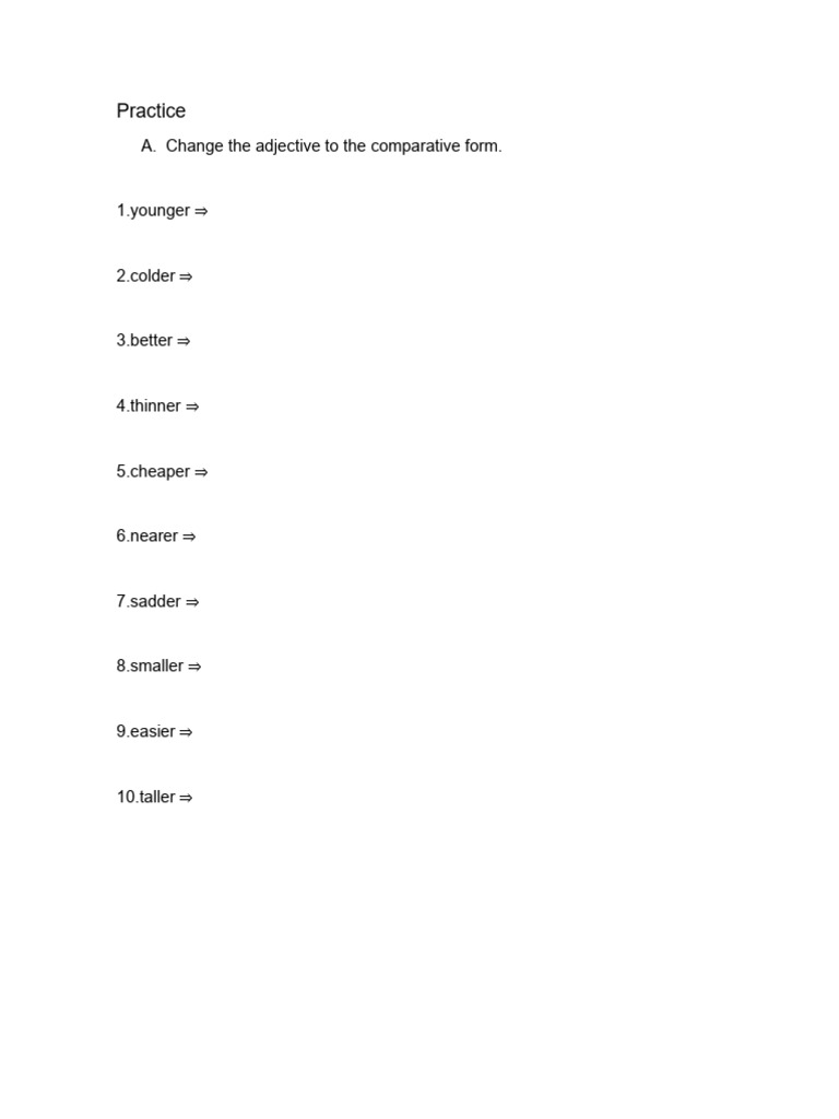 Practice Comparatives | PDF