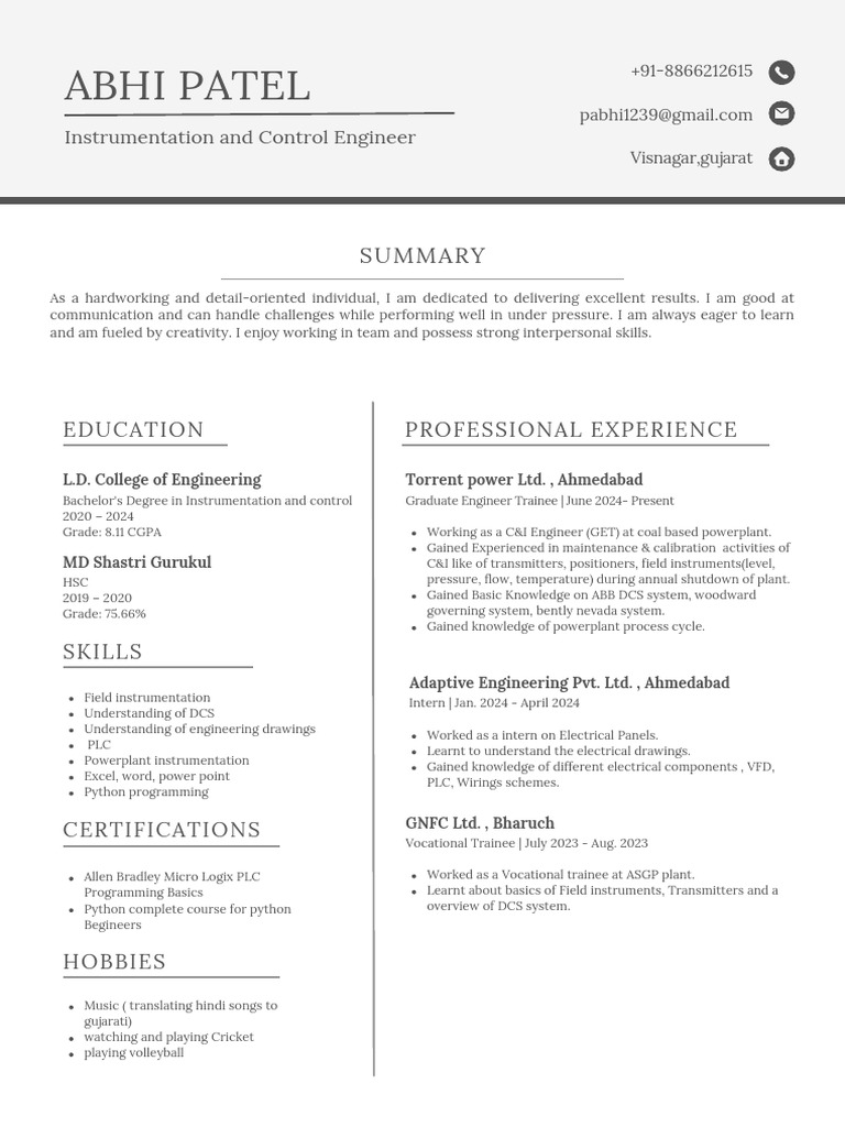 Minimalist White and Grey Professional Resume | PDF