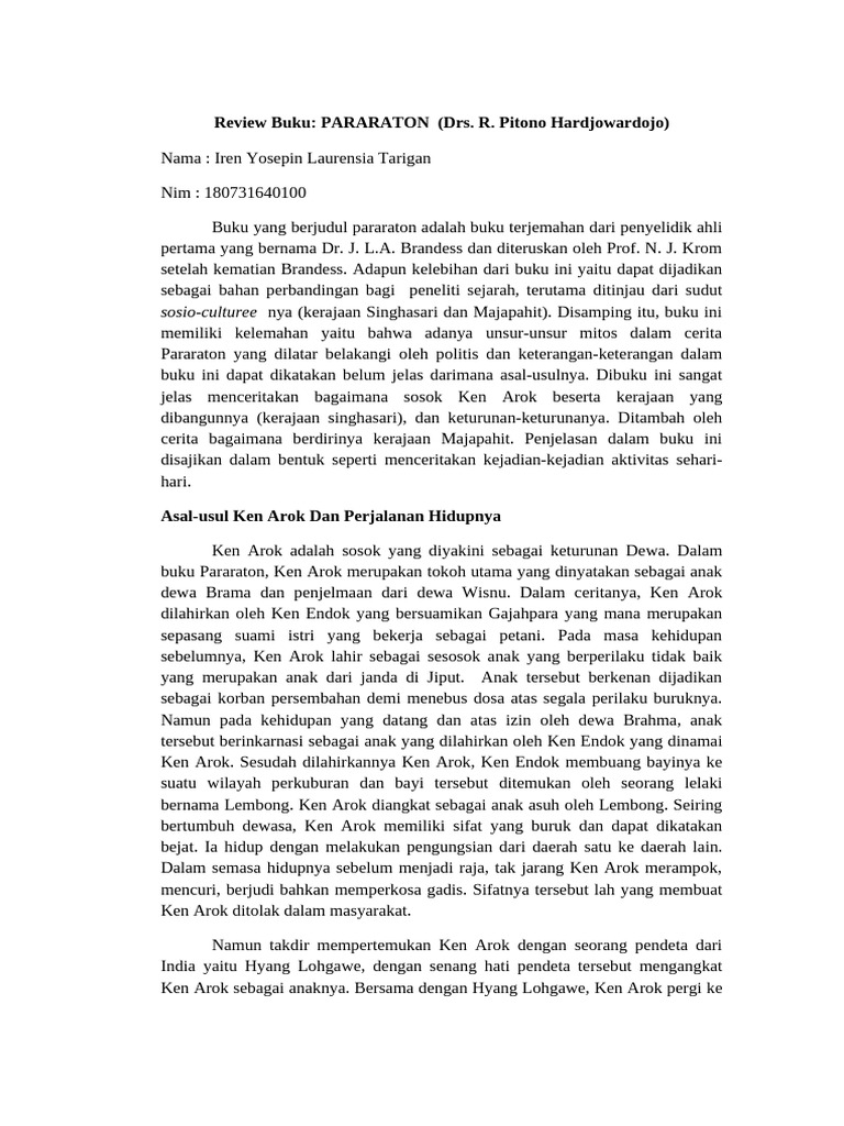 Analisis Buku Pararaton dan Ken Arok | PDF