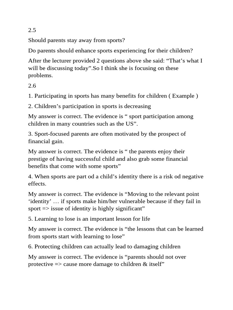 Impact of Parental Involvement in Sports | PDF