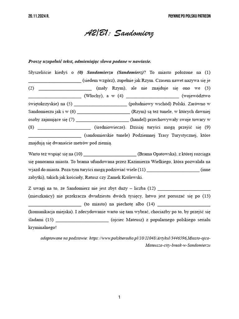 Polish b1 Exercise | PDF