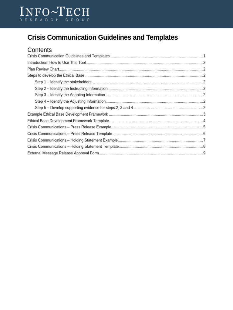 It Crisis Communication Guidelines and Templates | PDF | Facebook ...