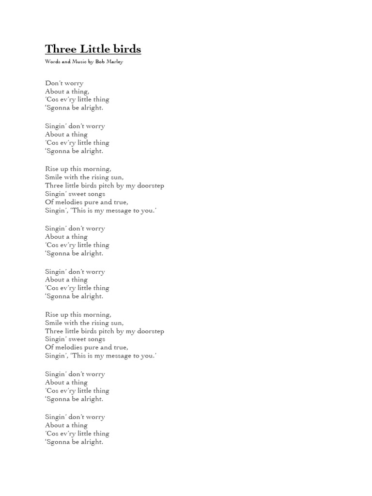 Three Little Birds Lyrics by Bob Marley | PDF