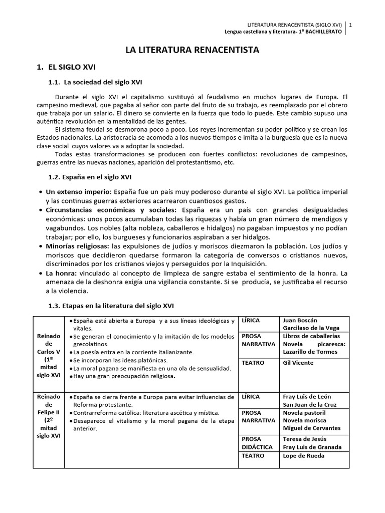 Literatura del Siglo XVI en España | PDF | Poesía | Misticismo