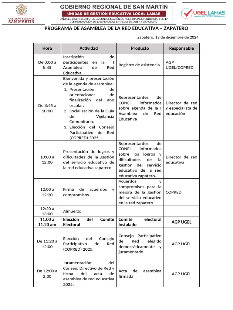 Programa de Asamblea de Red | PDF | Elecciones | Gobierno