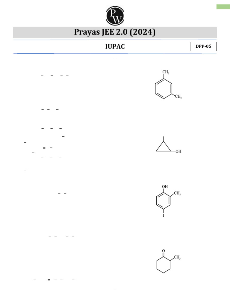 Iupac - DPP 05 - Jee 2.0 2024 | PDF | Methyl Group | Functional Group