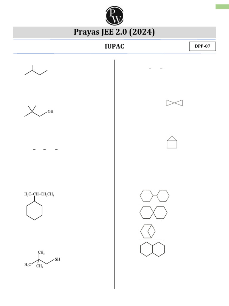IUPAC Naming Practice Questions 2024 | PDF | Organic Chemistry | Chemistry