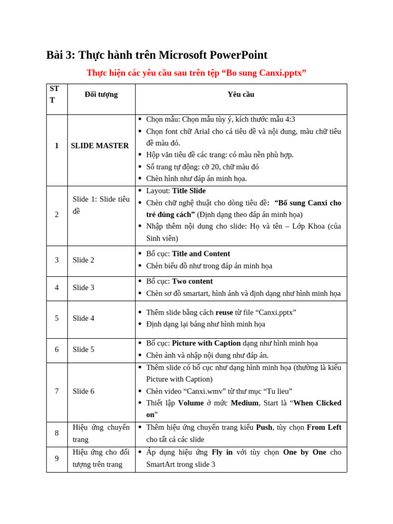 Yeu cau thuc hanh | PDF