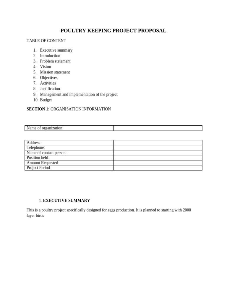 Poultry Keeping Project Proposal | PDF