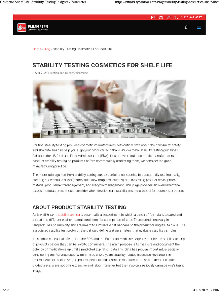 Cosmetic Stability Testing for Shelf Life | PDF | Shelf Life | Food And ...