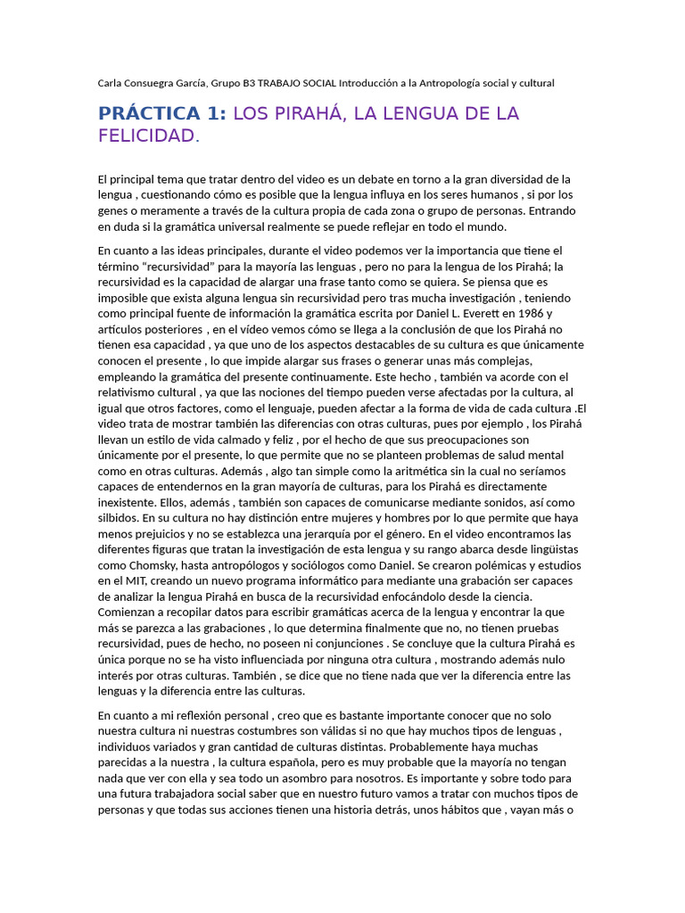 Practica 1 Carla Consuegra Garcia 1º Grupo B3 Trabajo Social Los Pirahá ...