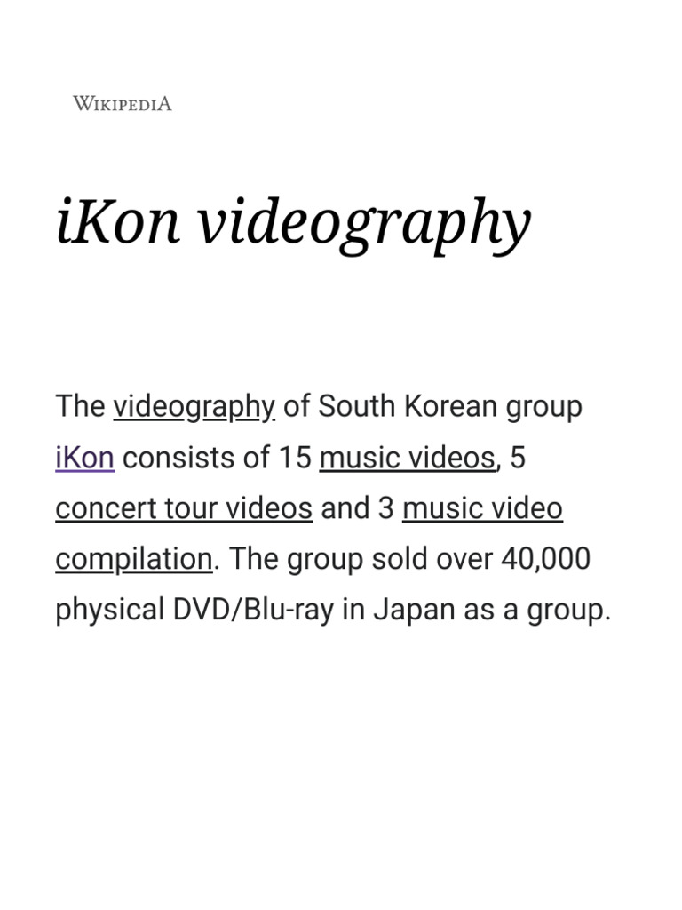 IKon Videography - Wikipedia | PDF | Pop Music