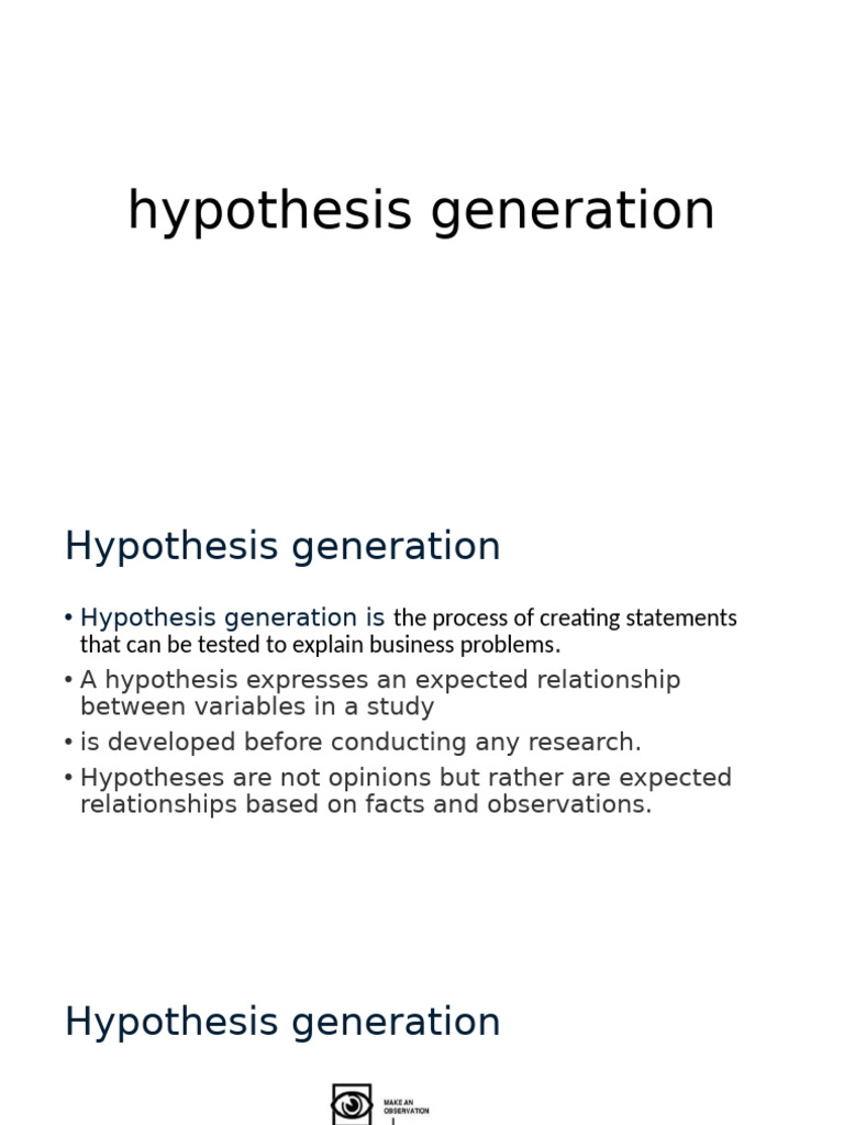 Hypothesis Generation and Testing Overview | PDF | Hypothesis | Type I ...