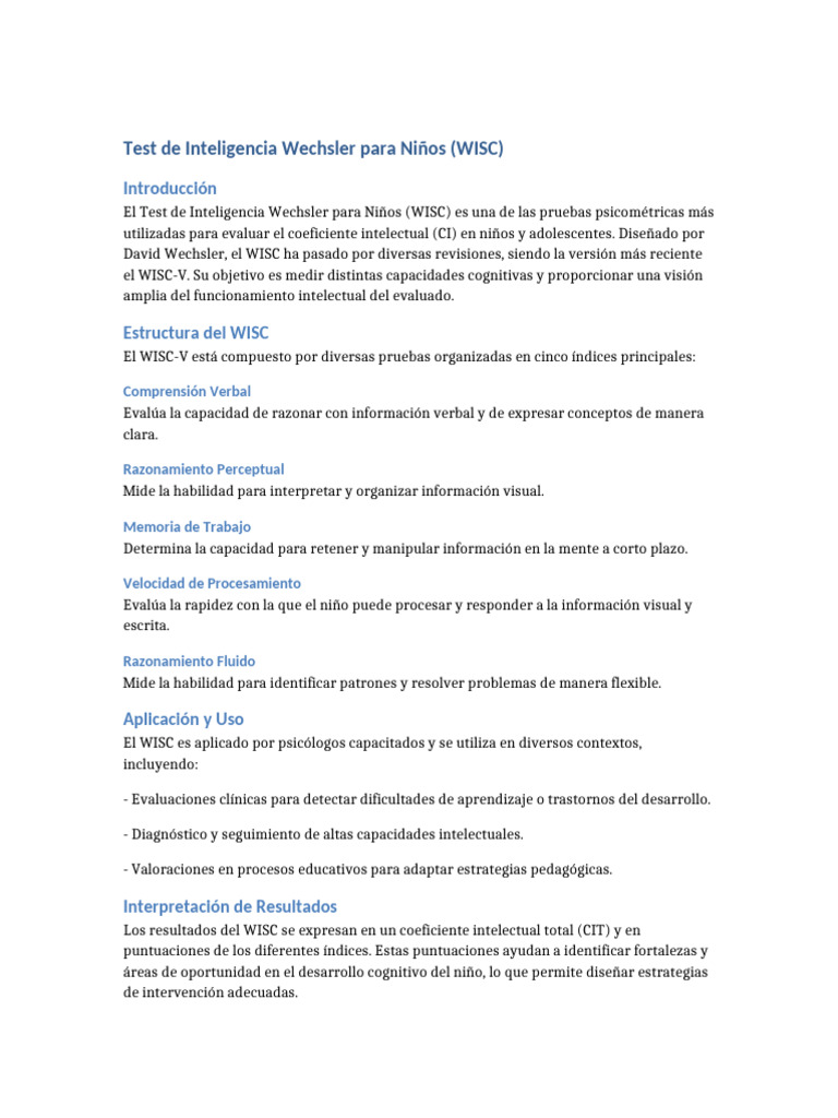 Test WISC | PDF