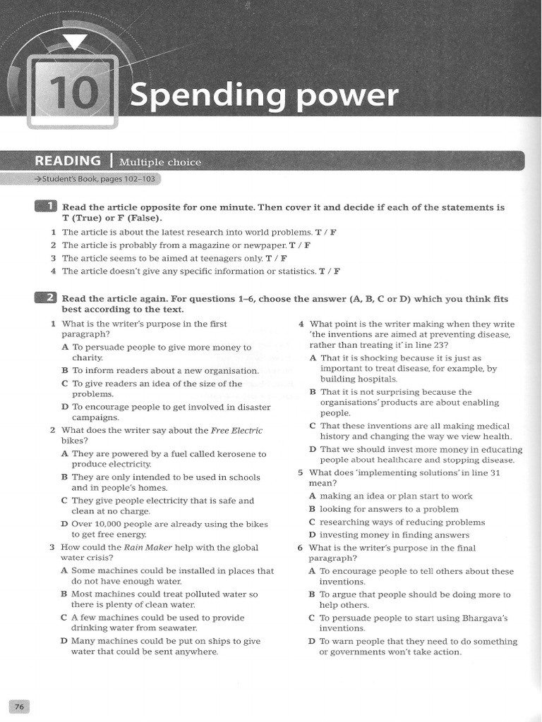 READING Final Practice | PDF