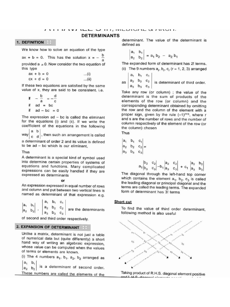 Determinants Theory | PDF