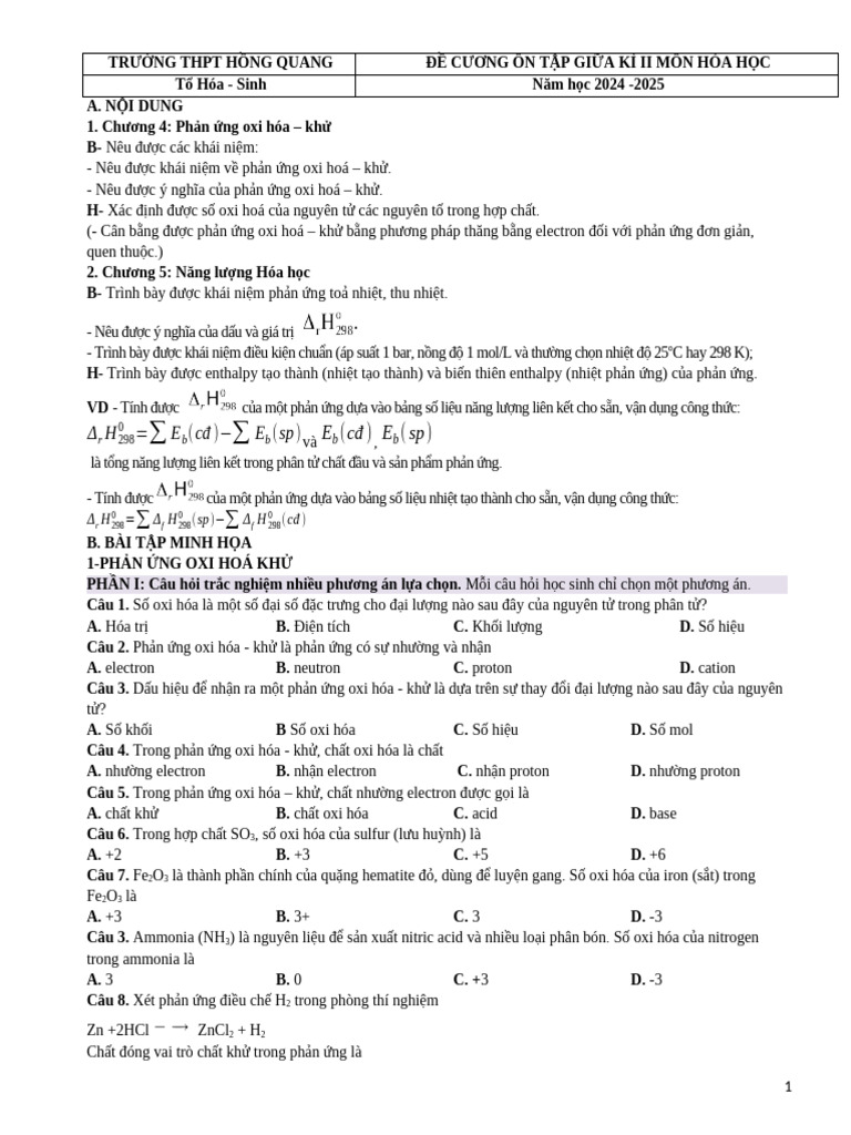 ĐỀ CƯƠNG 10- GK2-HS - 2025 | PDF
