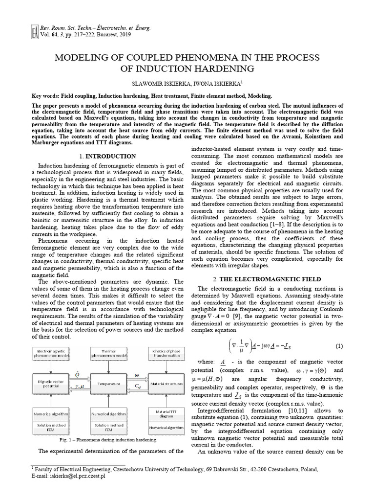 Modeling of Coupled Phenomena in The Process of Induction Hardening | PDF | Electromagnetic ...