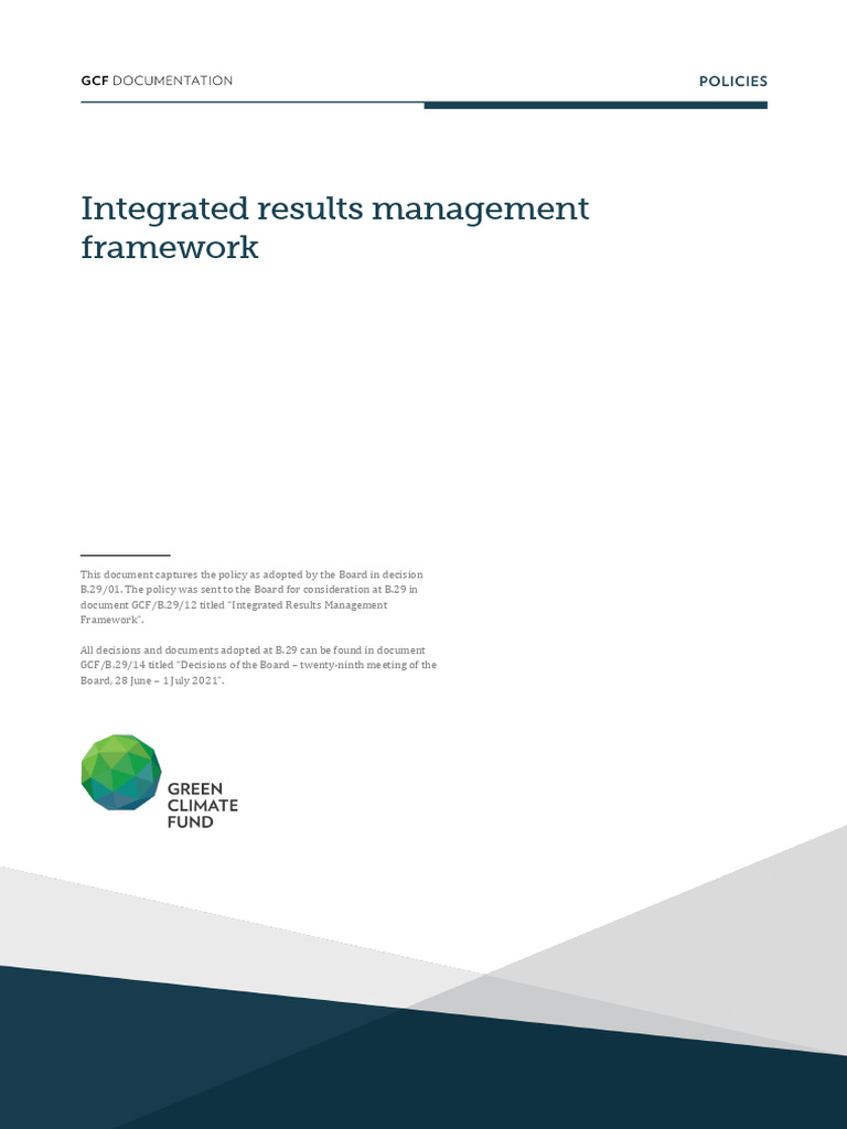 Integrated Results Management Framework | PDF | Climate Resilience ...