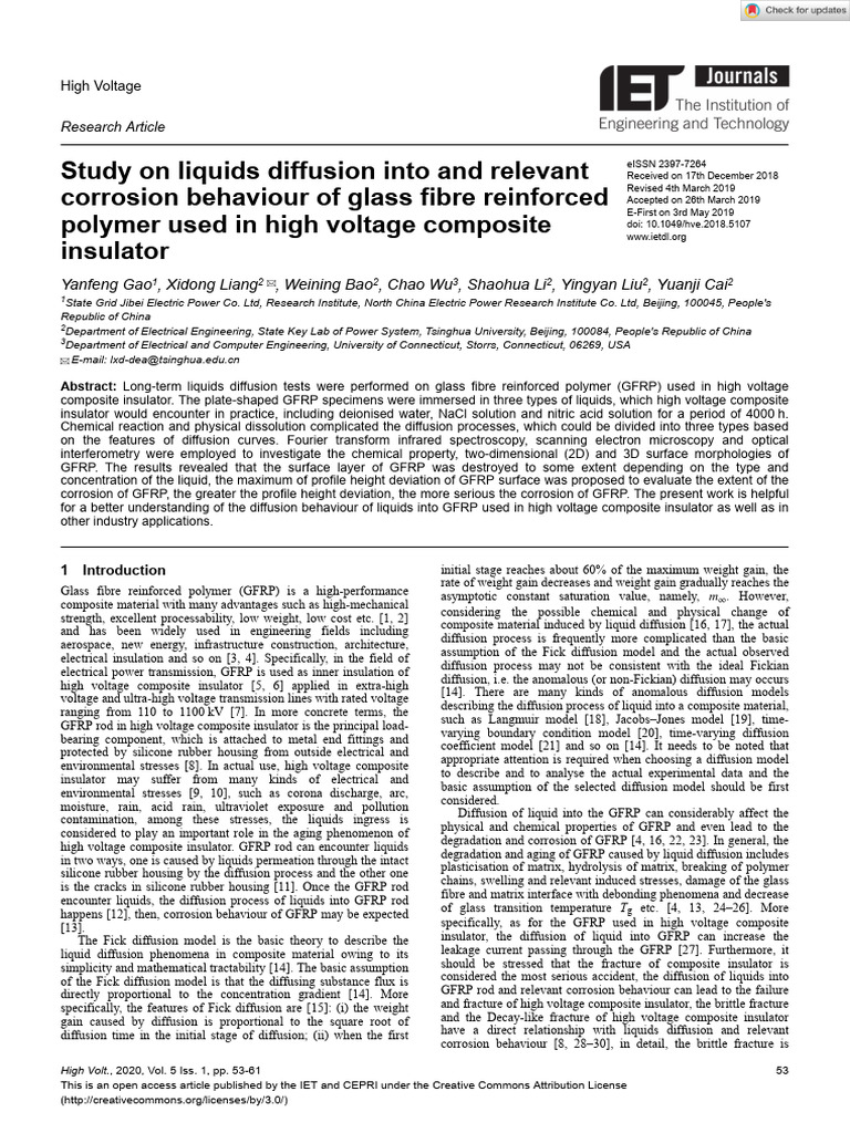 High Voltage - 2020 - Gao - Study On Liquids Diffusion Into and Relevant Corrosion Behaviour of ...